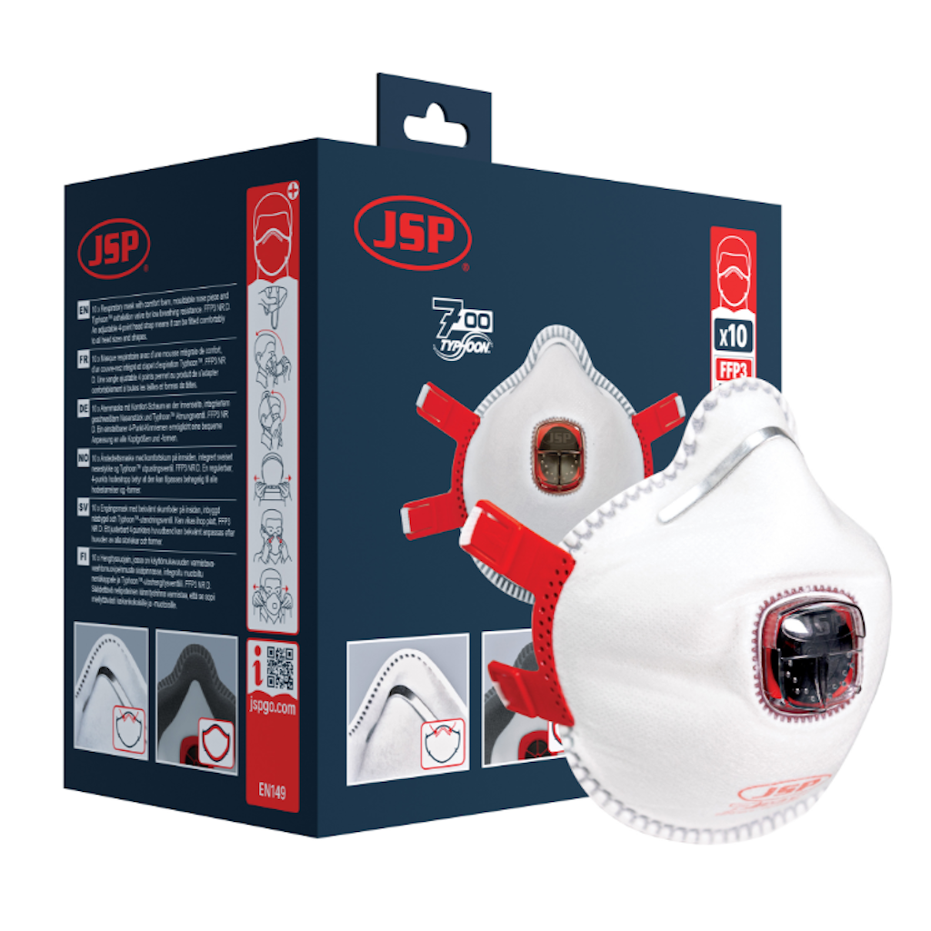 TYPHOON MOULDED MASK FFP3 VALVED -(735)- BOX OF 10 | Eurox – Workwear PPE. and Safety Solutions